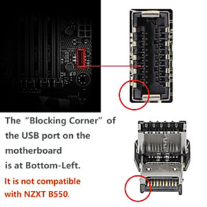 CERRXIAN 90 Degree USB Type E Adapter, Up Angle USB 3.2 Type E Male to Female Front Panel Internal Connector Adapter High Speed 10Gbps for USB C Header Motherboard(Up/A)