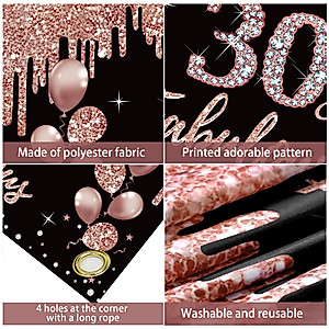 30th Birthday Decorations 30 & Fabulous Birthday Banner for Women, Rose Gold 30 Birthday Theme Sign Party Supplies, Thirty Year Old Bday Background Photo Booth for Indoor Outdoor
