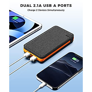 A ADDTOP Solar Charger Power Bank - 25000mAh Portable Solar Phone Charger with 4 Solar Panels & Dual 2.1A USB A Outputs External Battery Pack for Phones Tablets Outdoor Camping