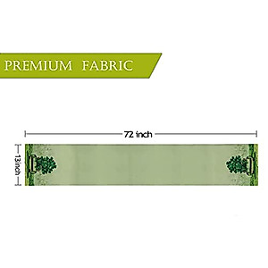 St Patricks Day Table Runner Shamrock Good Luck Truck Green Burlap Spring Holiday Kitchen Dining Banquet Indoor Outdoor Decorations Family Party Decor 13 x 72 Inch