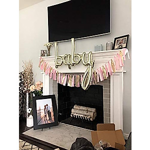 Besttt-Seller 46 Inch White Gold Baby Script Balloon banner baby shower decoration foil balloons