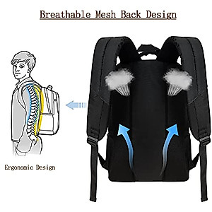 Lizbin Travel Laptop Backpack, Business Laptop Backpacks with USB Charging Port, Large Water Resistant Computer Bag for Men & Women, Fits 15.6 Inch Notebook (Black)