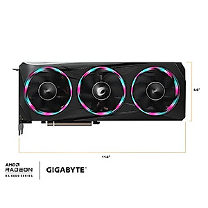 Gigabyte AORUS Radeon RX 6750 XT Elite 12G Graphics Card, WINDFORCE 3X Cooling System, 12GB 192-bit GDDR6, GV-R675XTAORUS E-12GD Video Card