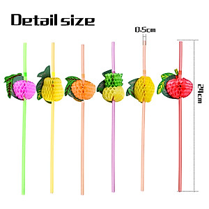 BronaGrand Fruit Straws,50pcs Multicolors Plastic Honeycomb Straws Disposable Luau Party Straws for Drinks Margaritas Cocktails