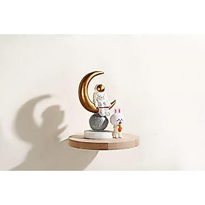 Z metnal Small Natural Wooden Shelves, Mini Floating Circle Display Ledge Shelf for Collection Action Figures, Decor Round Corner Wall Shelf, Wall Mounted, 8 inch, 2 Pack