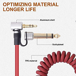3.5mm &6.5mm Aux Cable Replacement Auxiliary Extension Cord Compatible with Beats by Dr Dre Headphones Solo Studio Pro Detox Wireless Mixr Executive Headset (Red)