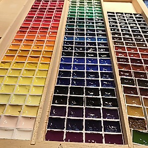 Watercolor Half Pans with Magnetic Stripe - 48Pcs White Plastic Empty Artist Paint Pan Kits for DIY Watercolor Oils or Acrylics Painting Travel Tin Case Palette Art Drawing