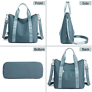 GOQUFOY Nylon Crossbody Bags for Women Work Black Shoulder Tote Bag with Zipper Pockets Compartment Waterproof Laptop Messenger Bag Satchel Women's Handbags Large Purses Travel Trendy Ladies Hobo Bags