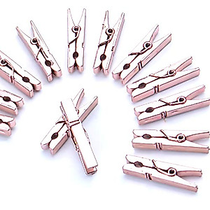Mini Plastic Clips, 100 Pieces Rose Gold Photo Paper Pegs Clothespins Craft Clips for Hanging Pictures Clothes Paper Arts Crafts, Length : 3.5cm