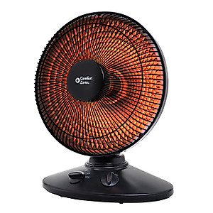 Comfort Zone Indoor Dish Space Heater with 70-degree Oscillation, Parabolic, Radiant, Electric, Adjustable Tilt, Tip Over Switch & Overheat Protection Sensor, Ideal for Garage, Workshop, 1,000W, CZ998