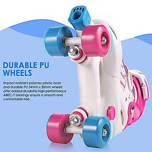Hikole Roller Skates for Boys Girls Ages 6-12,Kids Rollerskates for Beginner Toldder with 4 Size Adjust,PVE Wheel,Triple Lock and Breathable Mesh Size M (2-5)