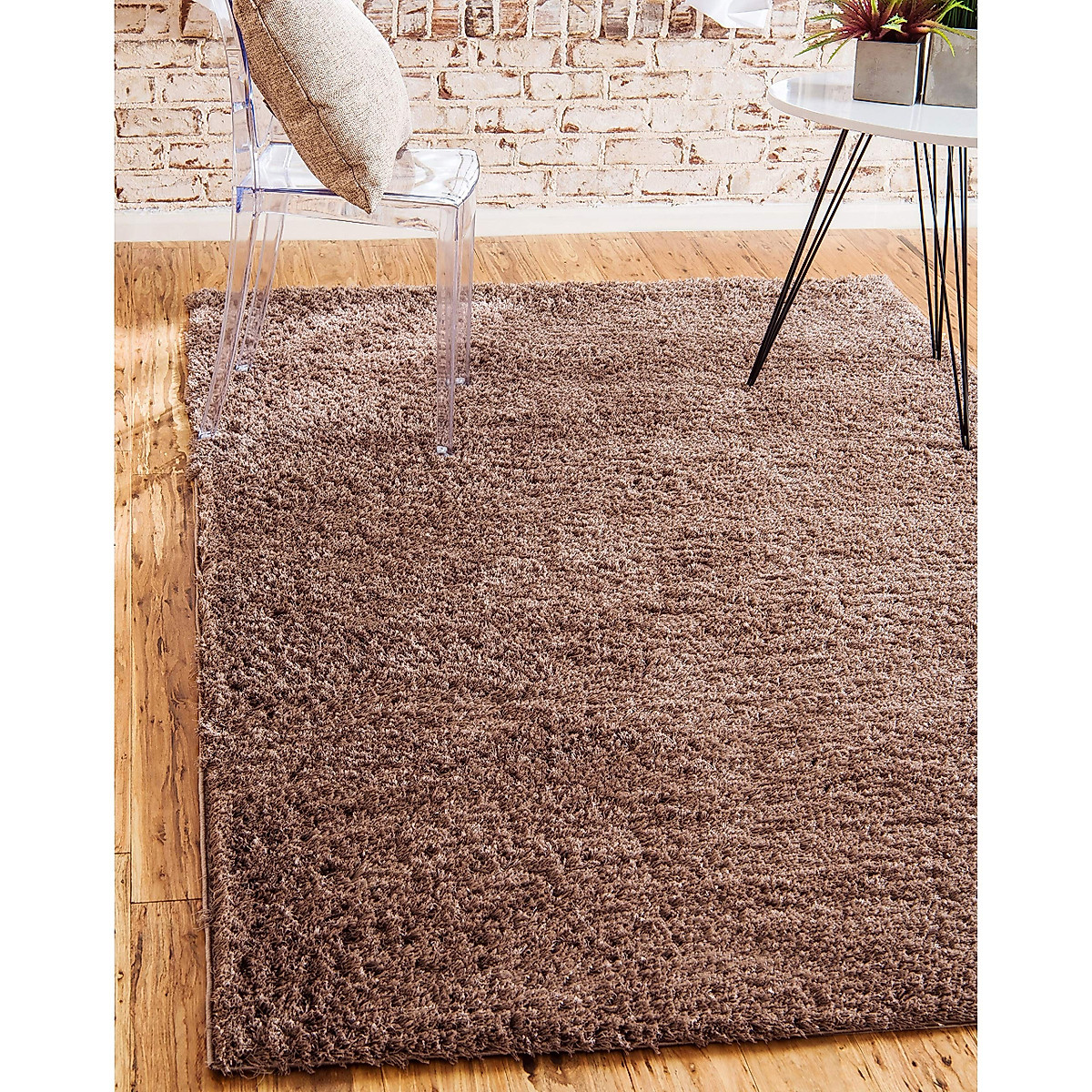 Unique Loom Studio Solid Shag Collection Urban Modern Super Soft & Plush Area Rug, 8 ft x 10 ft, Slate Blue