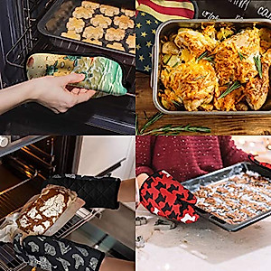 GOKSILIA, Cute Oven Mitts and Pot Holders Sets, Oven Mittens Heat Resistant Set, Oven Mitt Hot Pads for Kitchen, Microwave Oven Gloves with Non-Slip Surface, Farm Animals Oven Mits