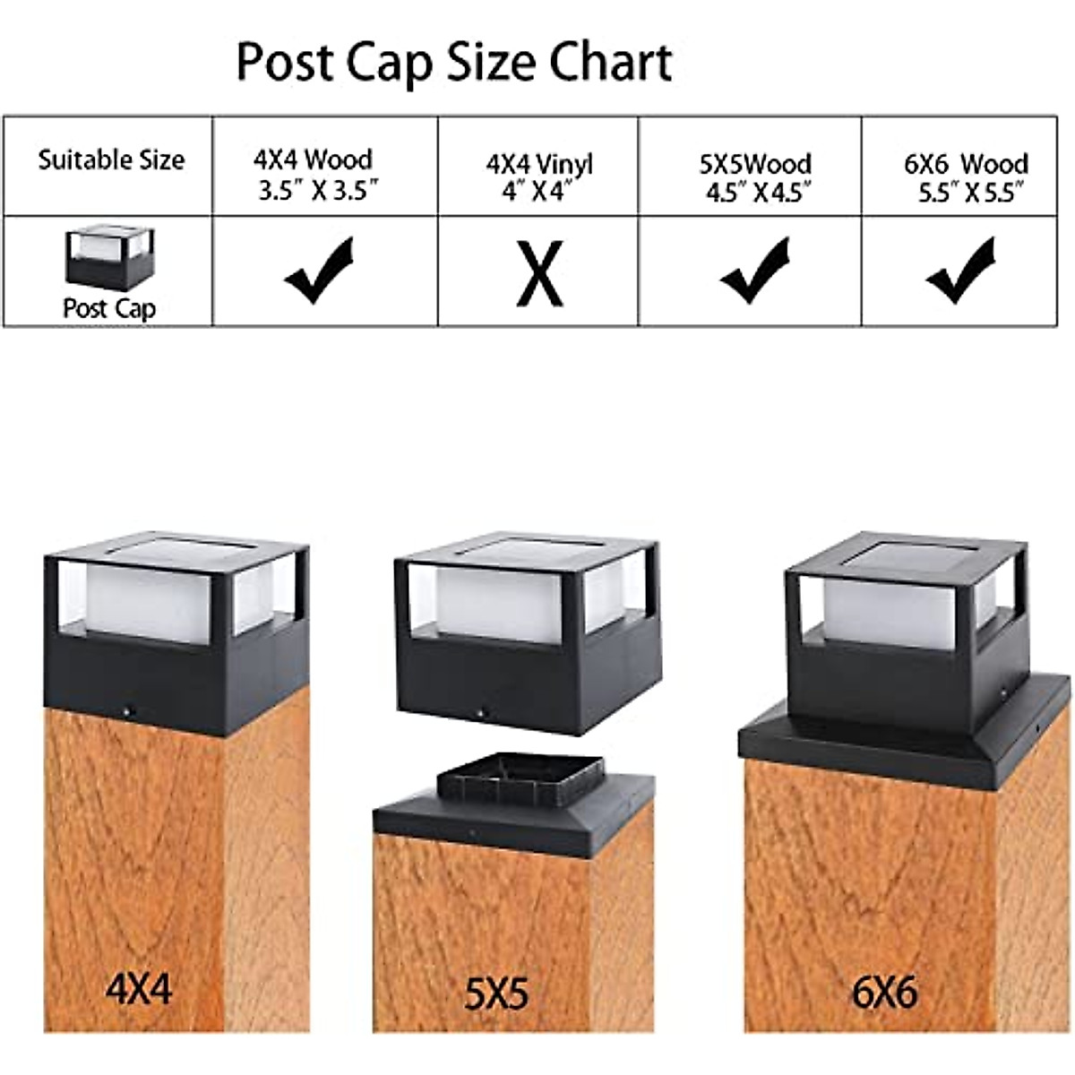 Viewsun 12 Pack Solar Post Cap Lights, Outdoor Garden Solar Powered Fence Post Cap Lights with SMD LEDs Waterproof Light Decorative for Fence Deck or Patio Decor, Fits 4x4, 5x5 or 6x6 Wooden Posts