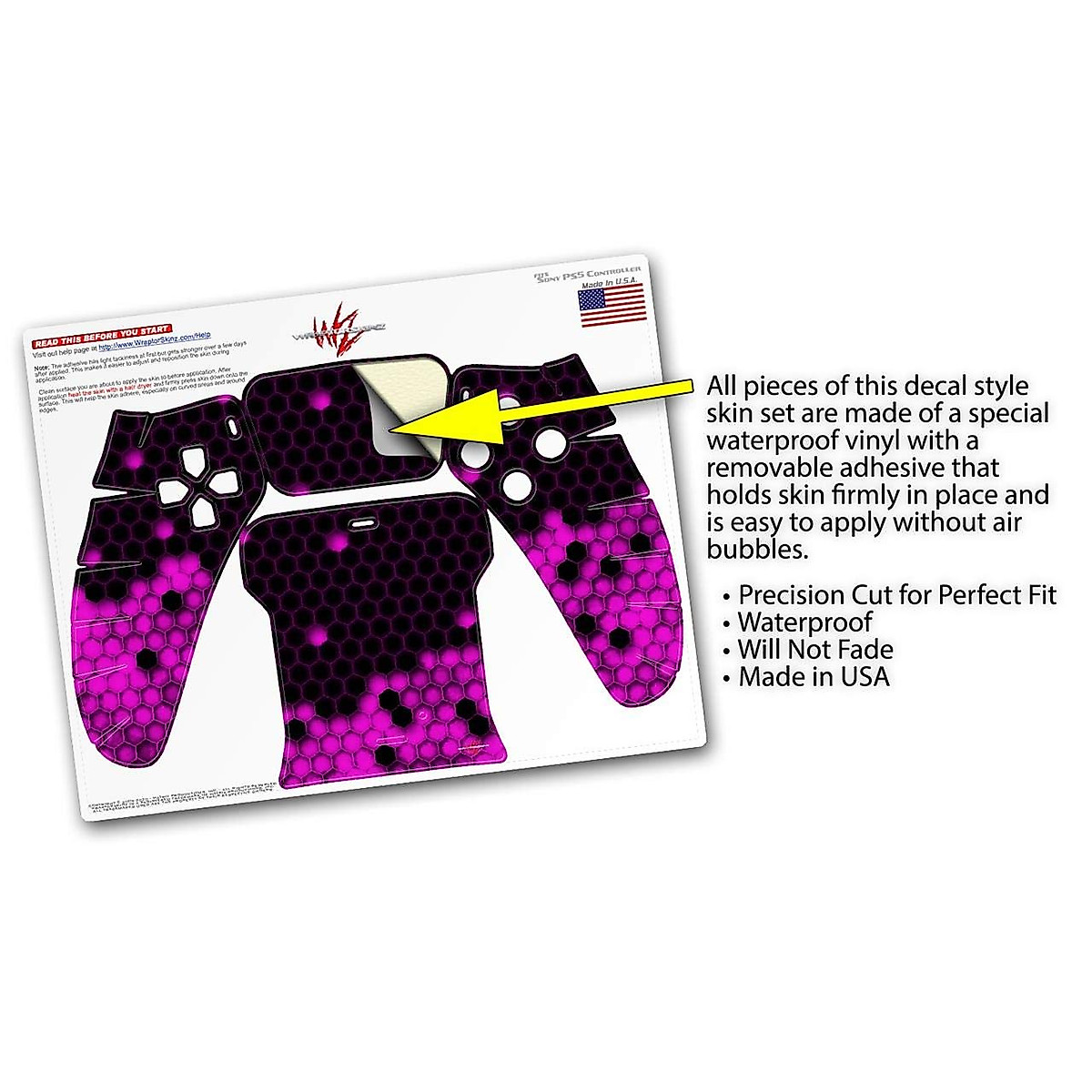 WraptorSkinz Skin Wrap compatible with Sony PS5 DualSense Controller HEX Hot Pink (CONTROLLER NOT INCLUDED)