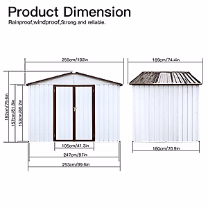 Morhome Sheds & Outdoor Storage,6x8 FT Outdoor Storage Shed,Tool Garden Metal Sheds with Lockable Door,Outside Waterproof Storage House for Backyard Garden, Patio, Lawn