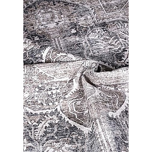 The Rug Collective Machine Washable Area Rugs 9x12 Living Room- Distressed, Vintage, Premium Recycled Cotton | Fade & Stain Resistant, Pet & Kid Friendly, Eco Friendly, Non-Shed, Non-Slip | Kendra Ash