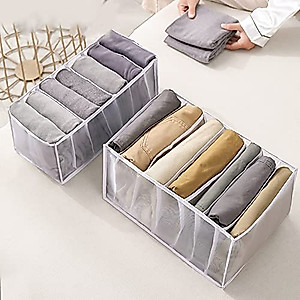 DONSU Underwear Storage Box Compartment,Drawer Organizer Dividers for Clothing,Foldable Underwear Storage Box with 6/7/11 Compartments for Bedroom Baby Clothes, Bra, Scarves, Belt, Tie