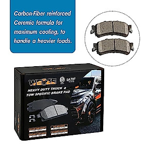 WEIZE Rear Truck & Tow Brake Rotors Kit, Carbon Fiber Ceramic Brake Pads and Drilled/Slotted Brake Discs, Fit for Chevy Silverado GMC 1999-2006