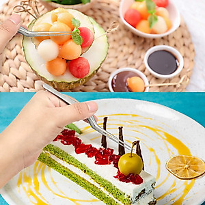 5 Pieces Culinary Drawing Decorating Spoon Set, Drizzle Spoons, Cooking Tweezers and Melon Baller Spoon, Professional Chef Tool for Decorating Plates