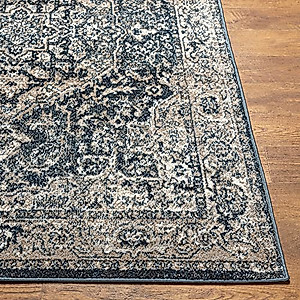 Surya Davaro Traditional Medallion Area Rug,9'2" x 12',Navy