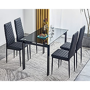 Tansole Dining Chair Set of 4 PU Leather Living Room Chair Modern Kitchen Armless Side Chair with Metal Legs for Restaurant Small Household (Black, Set of 4)