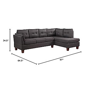 Maykoosh Victorian Vibes Linen Modern Sectional Sofa with Right Facing Chaise
