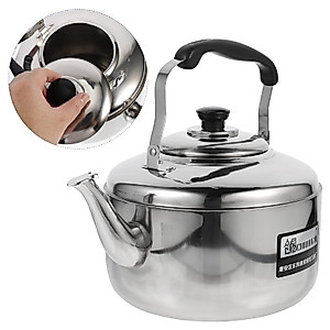 Cabilock 5L Whistling Tea Kettle Stainless Steel Tea Pot Ergonomic Handle Tea Water Pot Kitchen Stovetop Kettle for Home