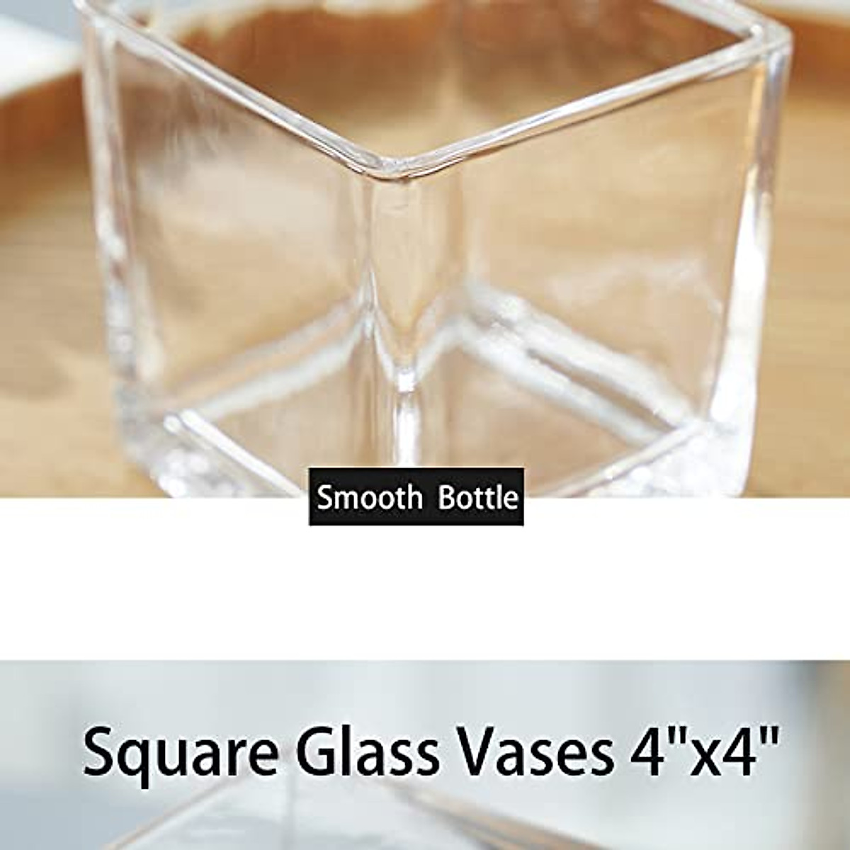 4PCS Square Glass Vase 4"x4" Clear Cube Flower Vase for Wedding Centerpiece Candle Holder Home