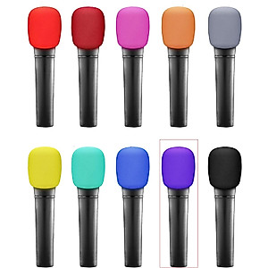 Fielect 5Pcs Microphone Cover Sponge Foam Mic Cover Handheld Microphone Windscreen Shield Protection Micro Foam Filter Purple for KTV Broadcasting
