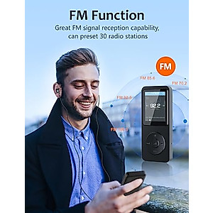 MP3 Player with Bluetooth 5.2,MUSICROSS 32GB Portable Lossless Music MP3 Player for Kids,Build-in HD Speaker/Photo/Video Play/FM Radio/Voice Recorder/E-Book,Supports up to 128GB,Black