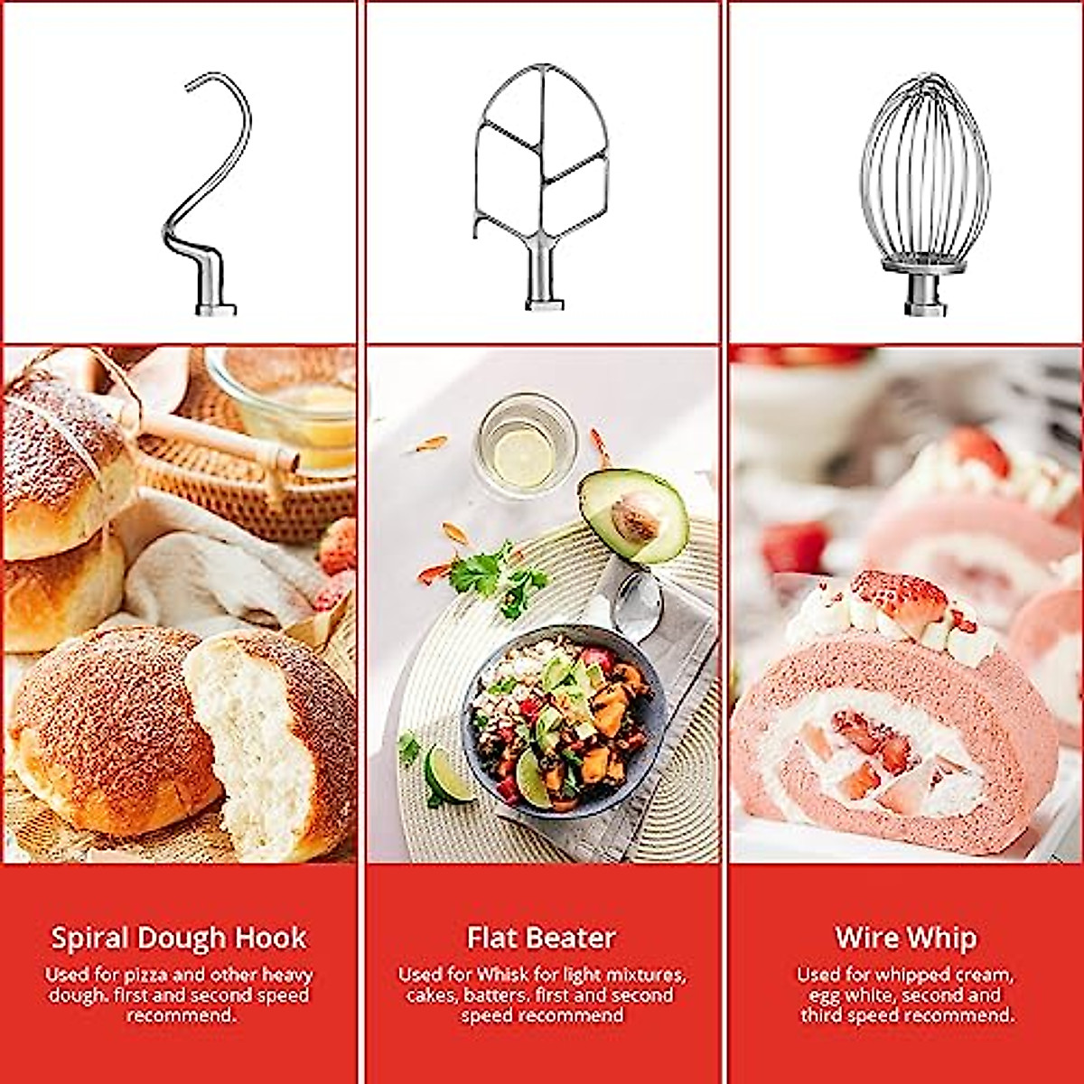 Commercial Food Mixer, 10Qt Commercial Dough Mixer, 450W Stainless Steel Bowl Heavy Duty Food Mixer with 3 Speeds Adjustable 110/178/390RPM, Dough Hook Whisk Beater Included, Perfect for Bakery Pizzeria