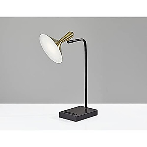 Adesso 4262-01 Lucas LED Desk Lamp with Smart Switch, 21.75 in, 6W Integrated LED, Black w/Antique Brass, 1 Table Lamp