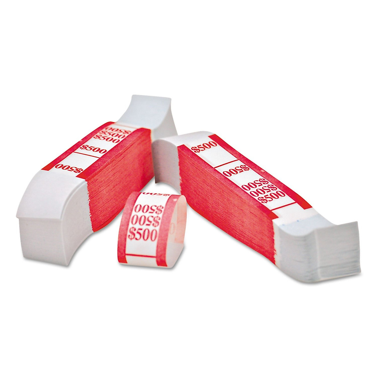 "Color-Coded Kraft Currency Straps, $5 Bill, $500, Self-Adhesive, 1000/Pack"