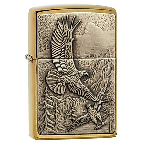 Zippo Where Eagles Dare Brushed Brass Pocket Lighter, One Size