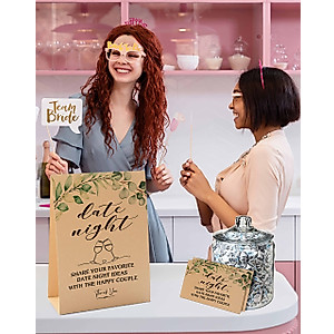 shupai 1 Date Night Kraft Sign & 50 Kraft Advice Card Set, Advice and Wishes Cards for Bridal Shower, Bridal Shower Decorations, Bachelorette Party or Special Event/007KF