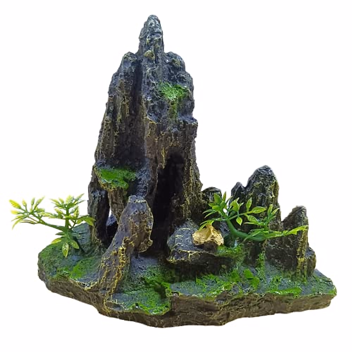 Saim Aquarium Mountain View Stone Ornament,Large Aquarium Ornament Tree Rock Cave Landscape Fish Tank Decoration