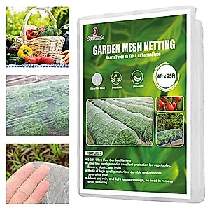 Garden Netting, Jevrench Durable Ultra Fine Garden Netting, Garden Plant Cover Row Cover Makes Plants, Vegetables, Fruits, and Flowers Grow Better (4ft x 25ft)