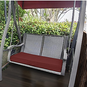 Faible Poisson Outdoor Bench Cushion and Replacement Cover, 60 x 18 Inch Waterproof Porch Swing Cushions with Handle and Anti-Slip Straps for Garden Patio Furniture