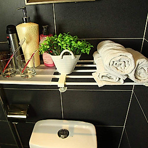 TabEnter Adjustable Shelf Organizer Expandable Closet Shelf and Rod with No Drilling for Wardrobe Cupboard Kitchen Bookcase (15" - 23.6")