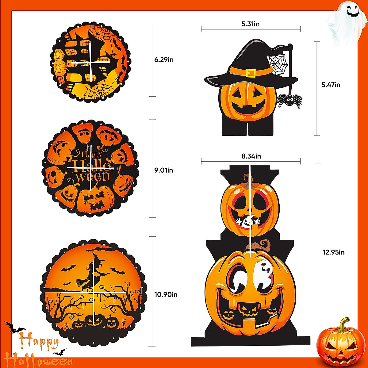 Halloween Cupcake Stand ，3 Tier Cardboard Pumpkin Cupcake Tower，With small hole design Dessert Candy DisplayTower ，Halloween Party Supplies，Halloween cake decorations ，baby shower decorations