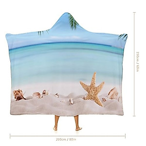 TaoYTao 40"x50" Women Summer Beach Blanket Hoodie, Foldable Wearable Funny Hooded Blanket Robe Cloak, Christmas Birthday Gifts Anniversary For Wife Girlfriend Women