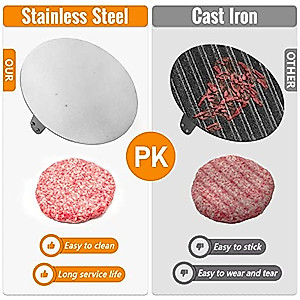 HULISEN Heavy-Duty Burger Press & Melting Dome Set, 8.5 Inch Round Stainless Steel Bacon Press with Wooden Handle, 12 Inch Basting Cover, Griddle Accessories Kit for Flat Top Grill Indoor/Outdoor