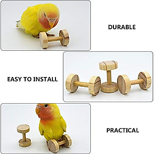 Scicalife Hamster Toys 4Pcs Wooden Parrot Toys Bird Chewing Toys Mini Dumbbell Playthings for PetAquarium Pipe Fittings Bird Toys