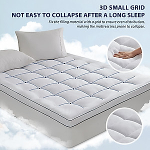 Homemate Mattress Pad Topper Full - Cooling Pillow Top Quilted Fitted Mattress Pad Cover for Hot Sleepers - Mattress Pad Cover Plush Bed Topper Down Alternative Ultra Soft Mattress Protector for Back