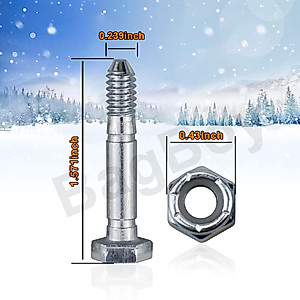 1/4" Shear Bolt and Nut 53200500 12 Pack Compatible with Ariens ST520 ST524 ST624 ST724, 53200500 Shear Bolt and Nut Kit Fits 532005 05907100 AM123342 Two-Stage Snowthrower & More (1/4" x 1-9/16")