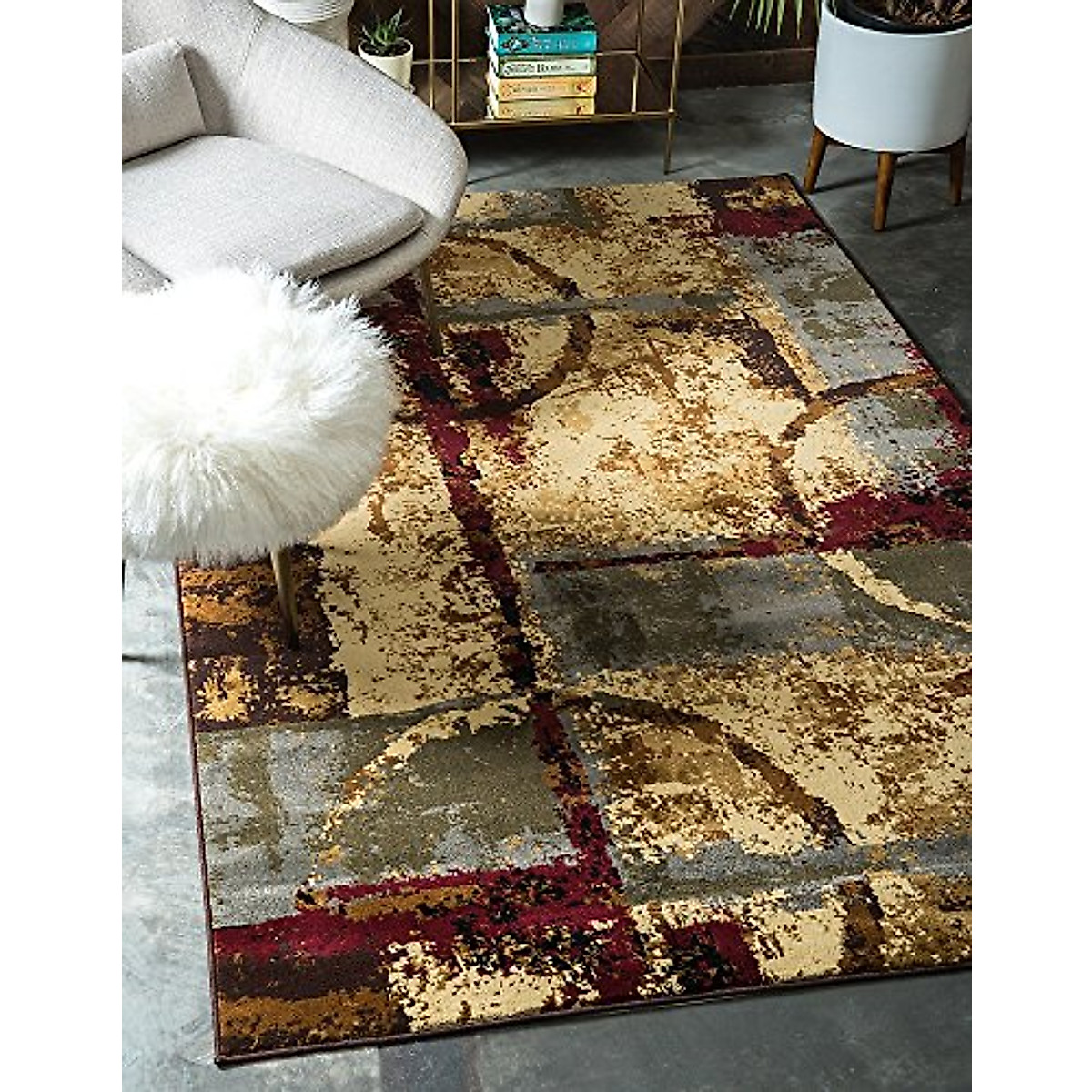 Unique Loom Barista Collection Area Rug - Catuai (5' 1" x 8' Rectangle, Multi/ Brown)