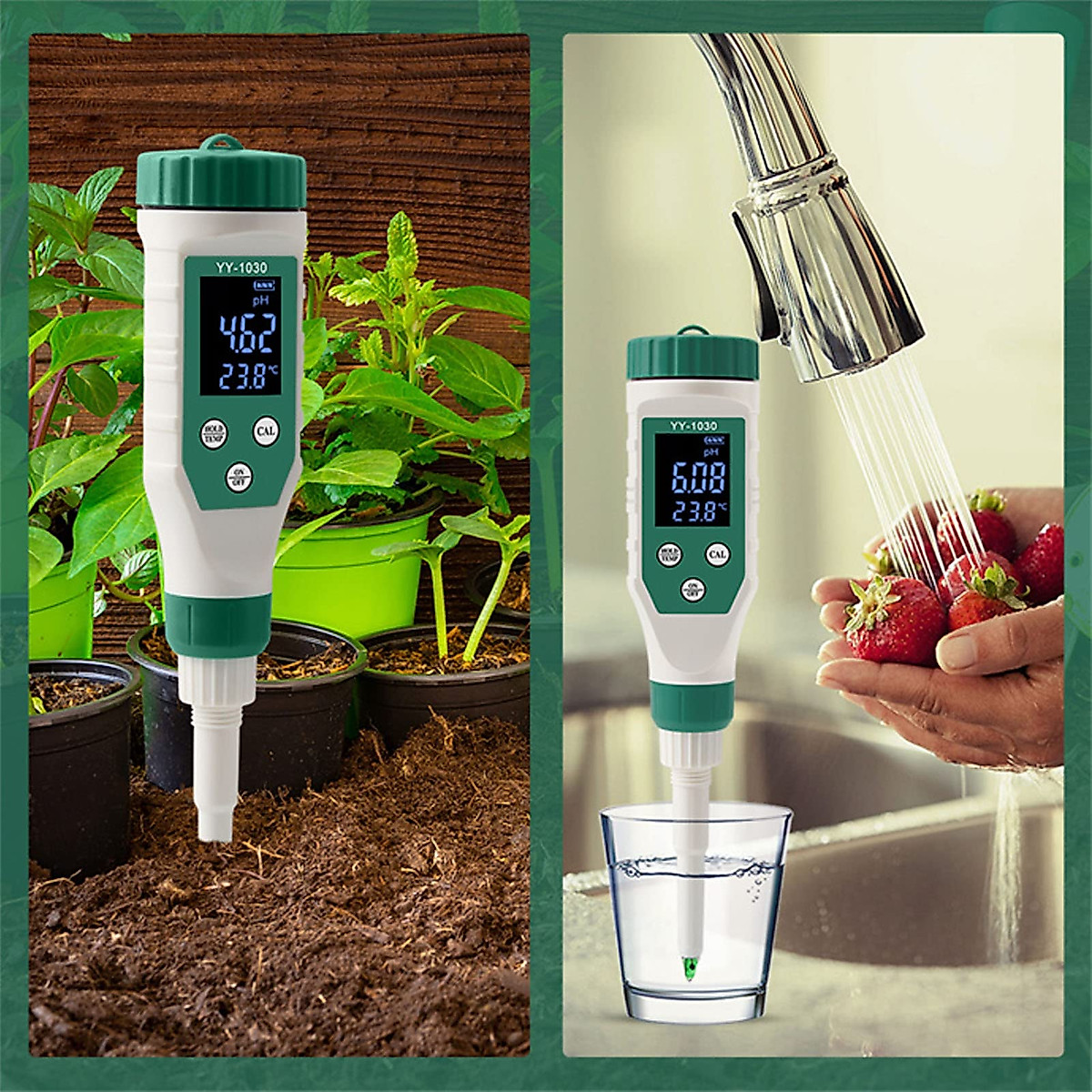 Hztyyier Digital PH Meter Portable Measuring Testing PH Meters PH Tester for Water High Accuracy Pocket Size Water Testing Meter Thermo-Hygrometer