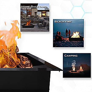 Square Fire Pit Ring/Insert, Fire Pit Liner, Outdoor Heavy Duty 2.0mm Steel, 30 Inch Inside Diameter, 36 Inch Outside Diameter, for Wood Burning Fireplace Camping and Bonfire