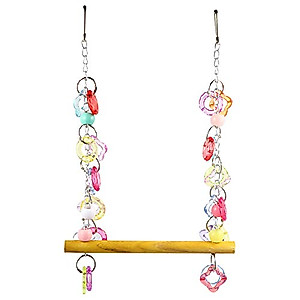 Pet Bird Swing Hanging Chewing Toy Parrot Stand Cage Swing Garden Decoration for Budgie Parakeet Cockatiel Conure Canary Finch
